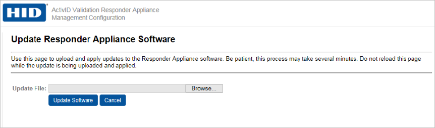 Install Updated Validation Responder Appliance Software